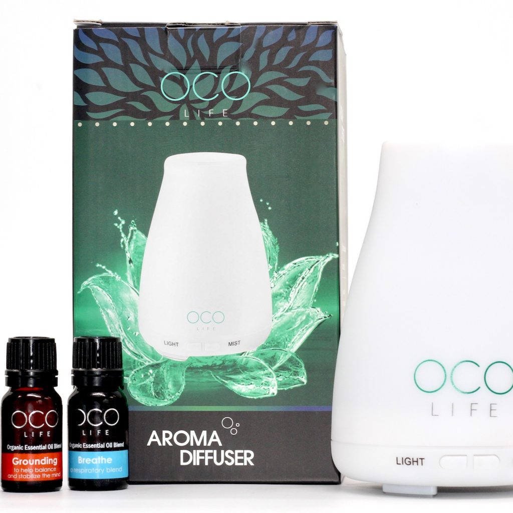 White Ultrasonic Diffuser 100ml with 3 x 10ml Organic Oil Blends ...