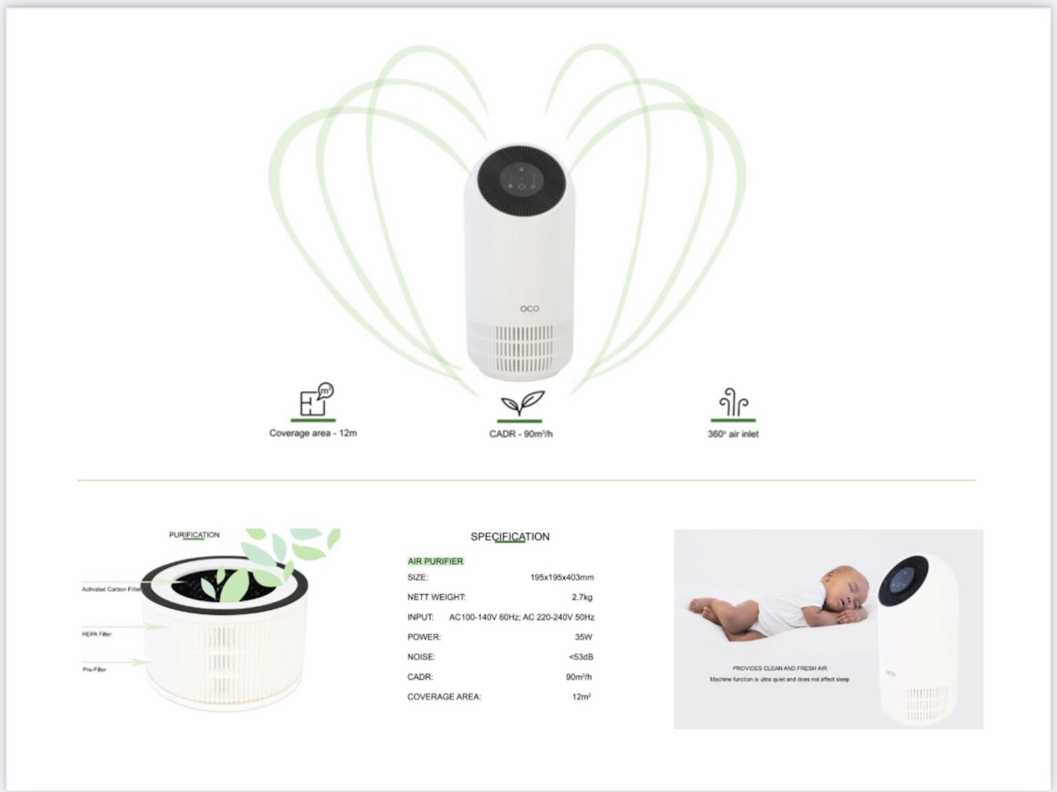 OCO Life Ultrasonic Diffuser, Humidifier & Purifier 120ml with 3 x 100% ...